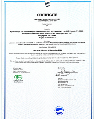 MJF Exports - Quality Certifications - Superior Quality Tea
